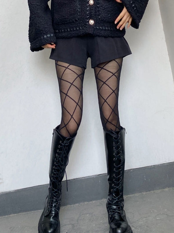 Geometric Pattern Sheer Tights – EMMIOL